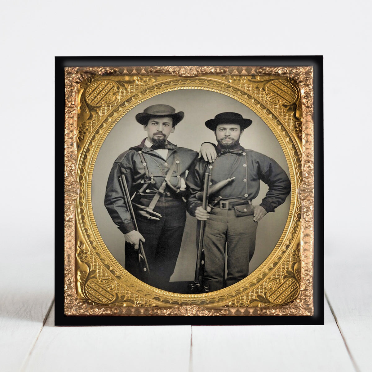 Confederate Soldiers in Mississippi Battle Shirts with Shotguns, Knive ...