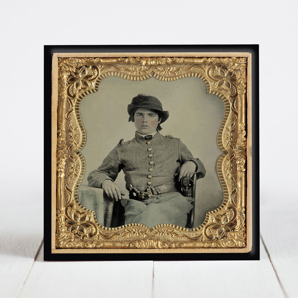 Confederate Cavalry Solder with Two Revolvers in Belt - Civil War Era ...